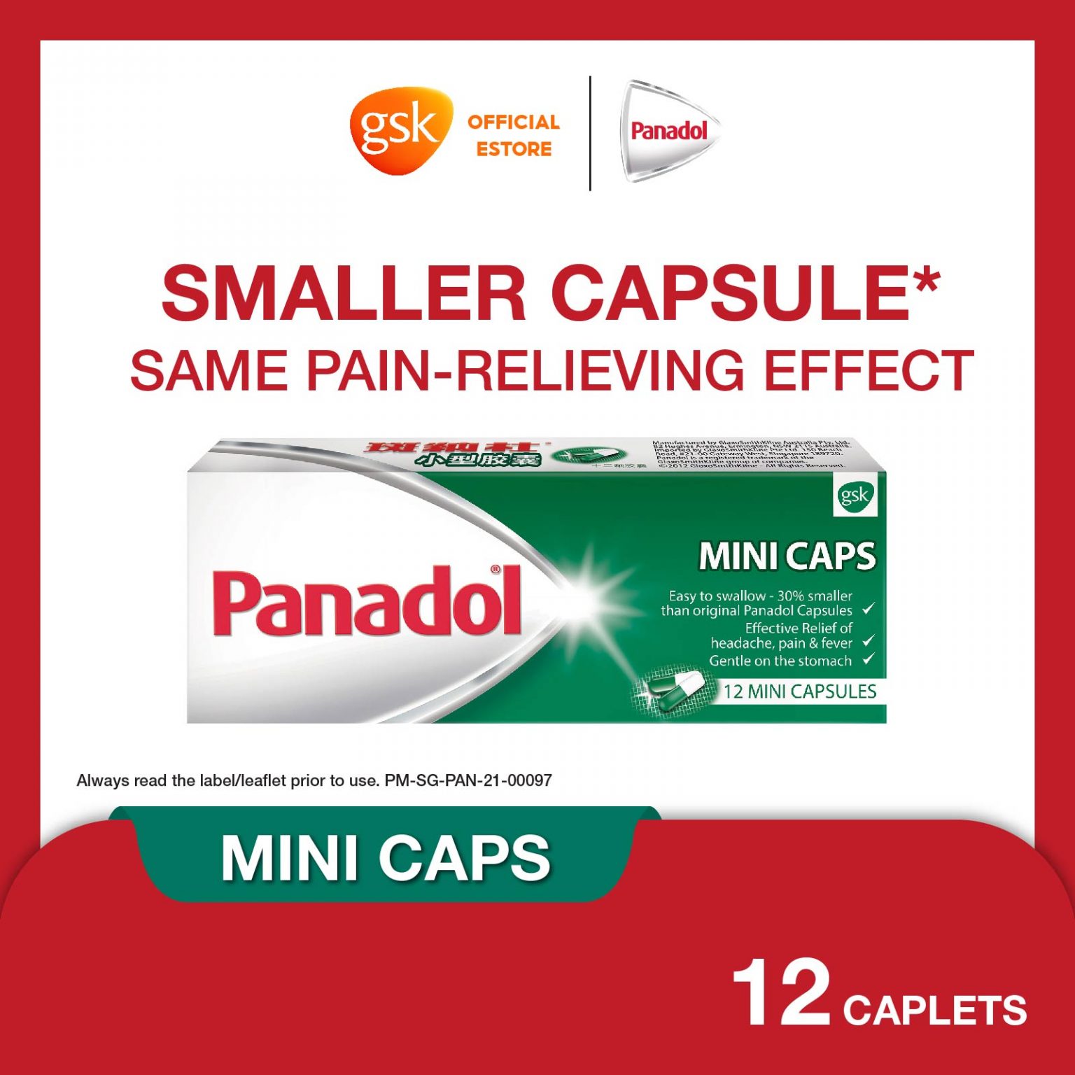 Buy Panadol Mini Caps for Headache and Body Pain, 500mg, 12 mini ...