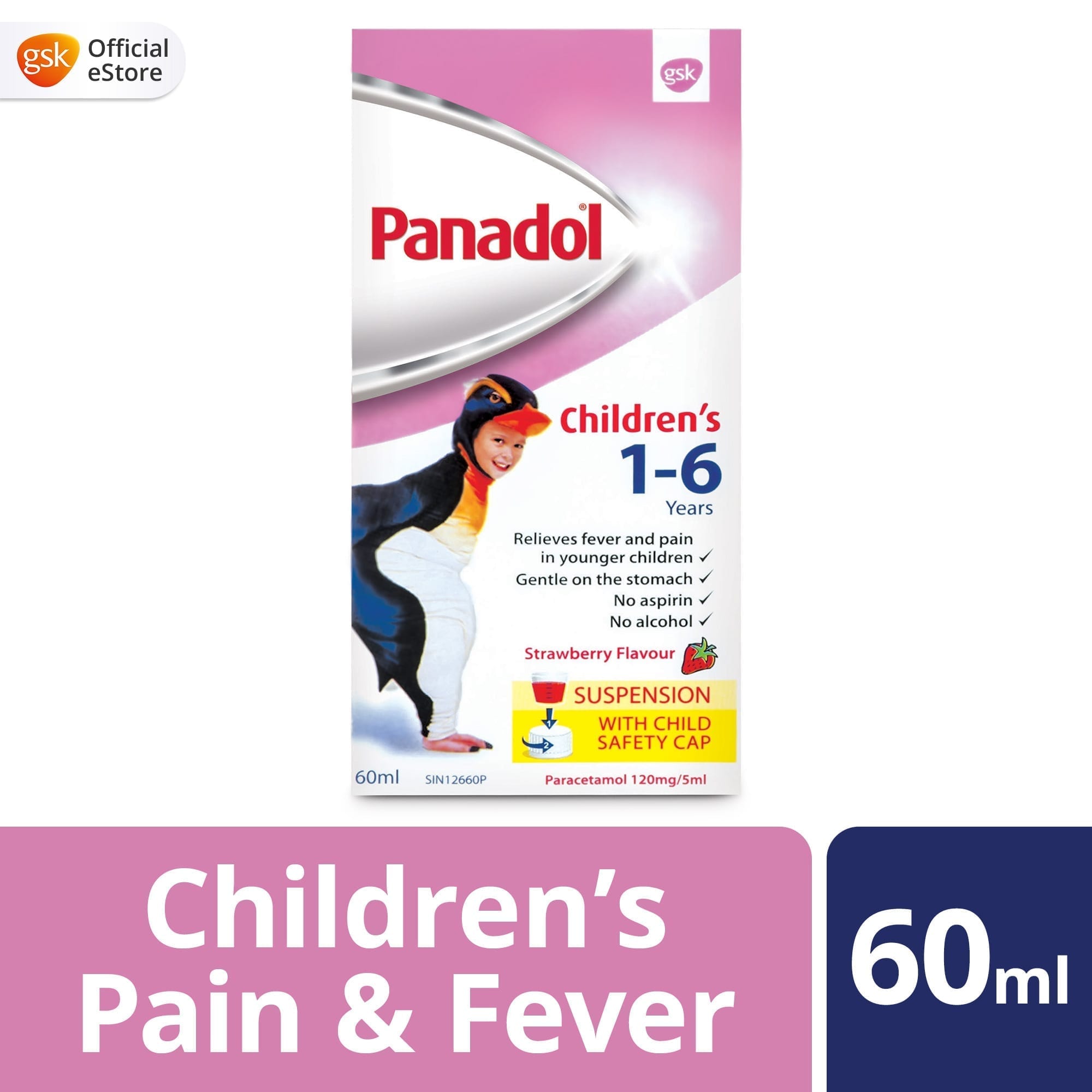 Buy Panadol Paracetamol for Children age 1-6 yrs old, 60ml suspension ...
