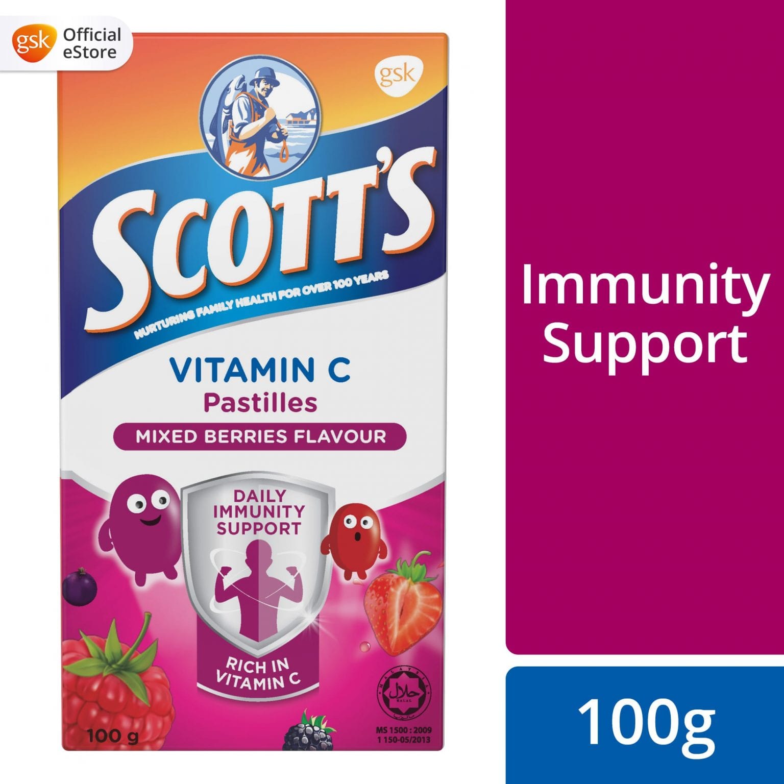 Buy Scott's Vitamin C Pastilles, Children Supplement, Mixed Berries ...